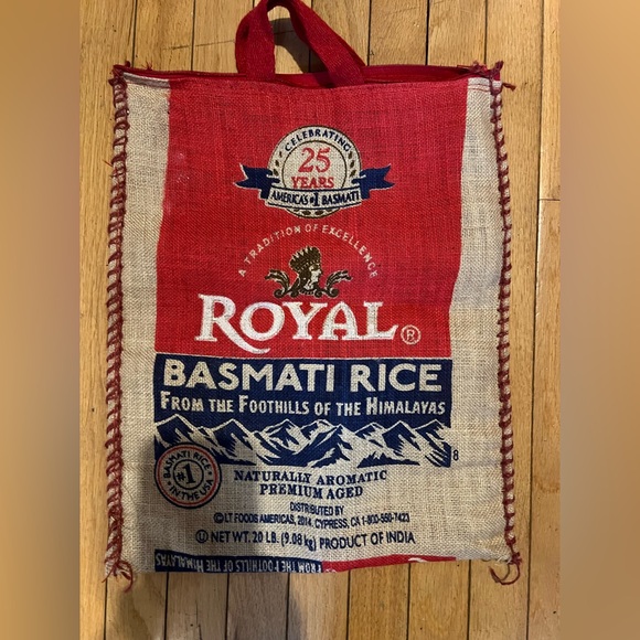 Other | 4 Royal Basmati Rice Bag Burlap Sack Empty 2lb Tote Zipper Top ...